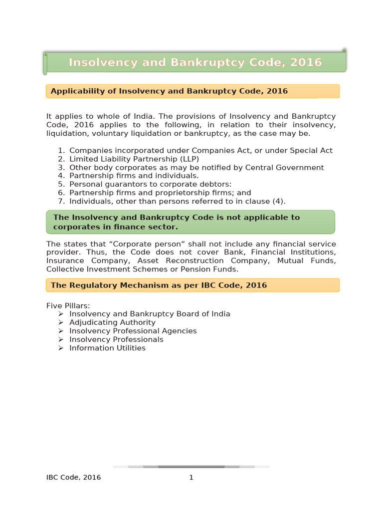 Insolvency and Bankruptcy Code, 2016 | PDF | Bankruptcy | Insolvency