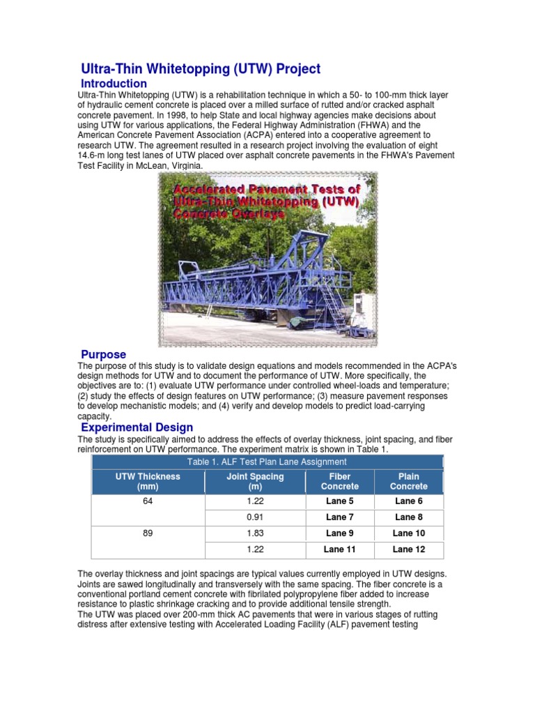 Ultra-Thin Whitetopping Performance Study | PDF | Road Surface | Concrete