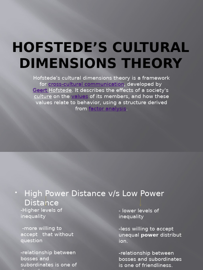Hofstede's Cultural Dimensions Theory | PDF | Behavioural Sciences ...