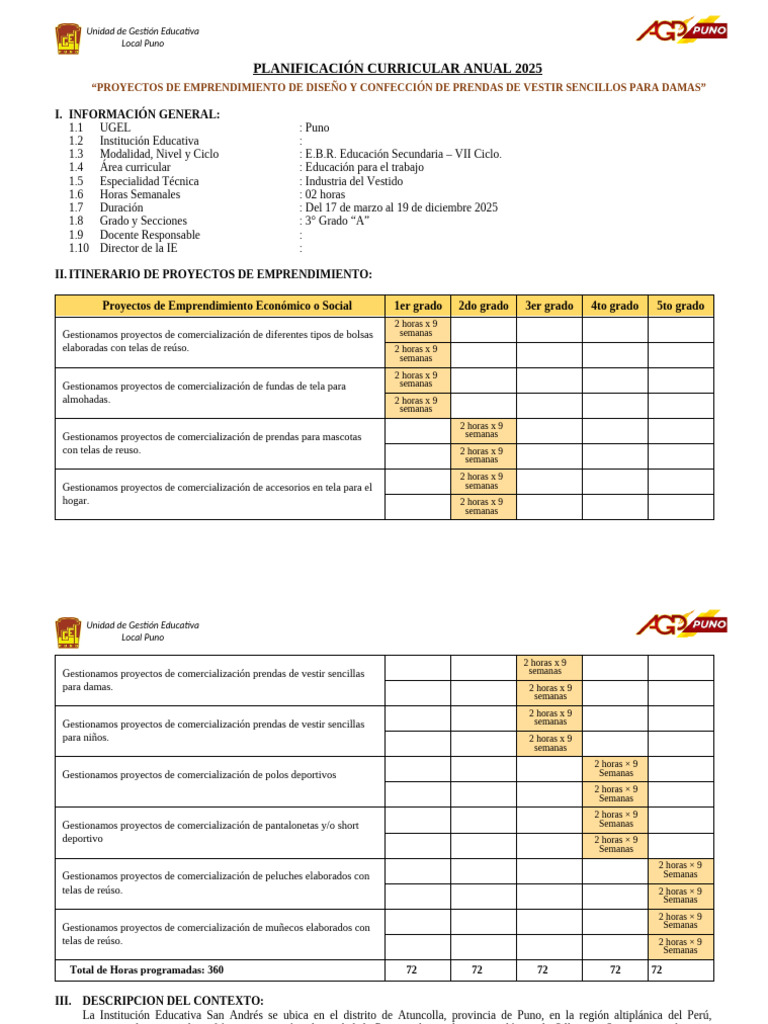 PLANIFICACION ANUAL - EPT - 2025 - IE NO TECNICOS - UGELP - v1 | PDF | Evaluación | Aprendizaje