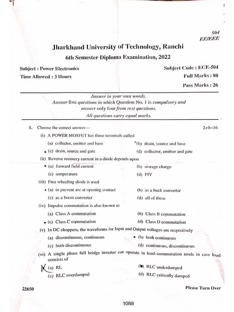 Electrical 6th Sem 2022 Question Paper | PDF