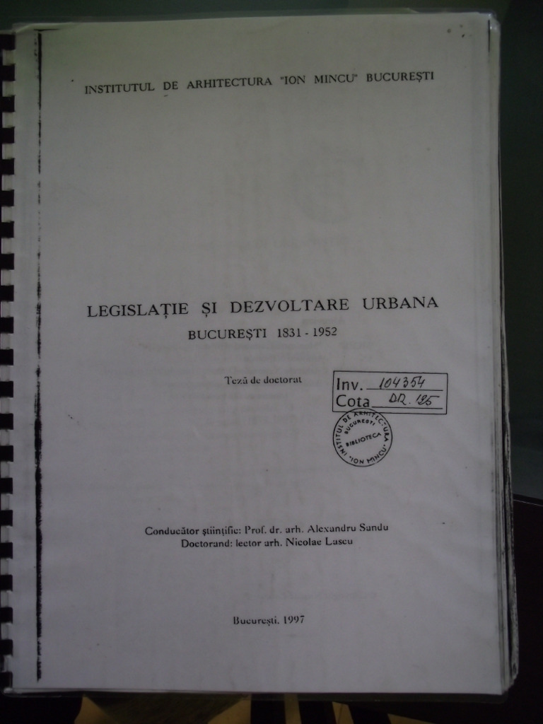 Nicolae LASCU - Legislatie Si Dezvoltare Urbana | PDF