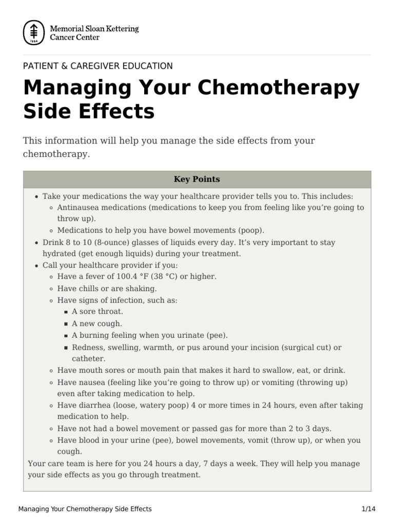 managing-your-chemotherapy-side-effects | PDF | Constipation | Nausea