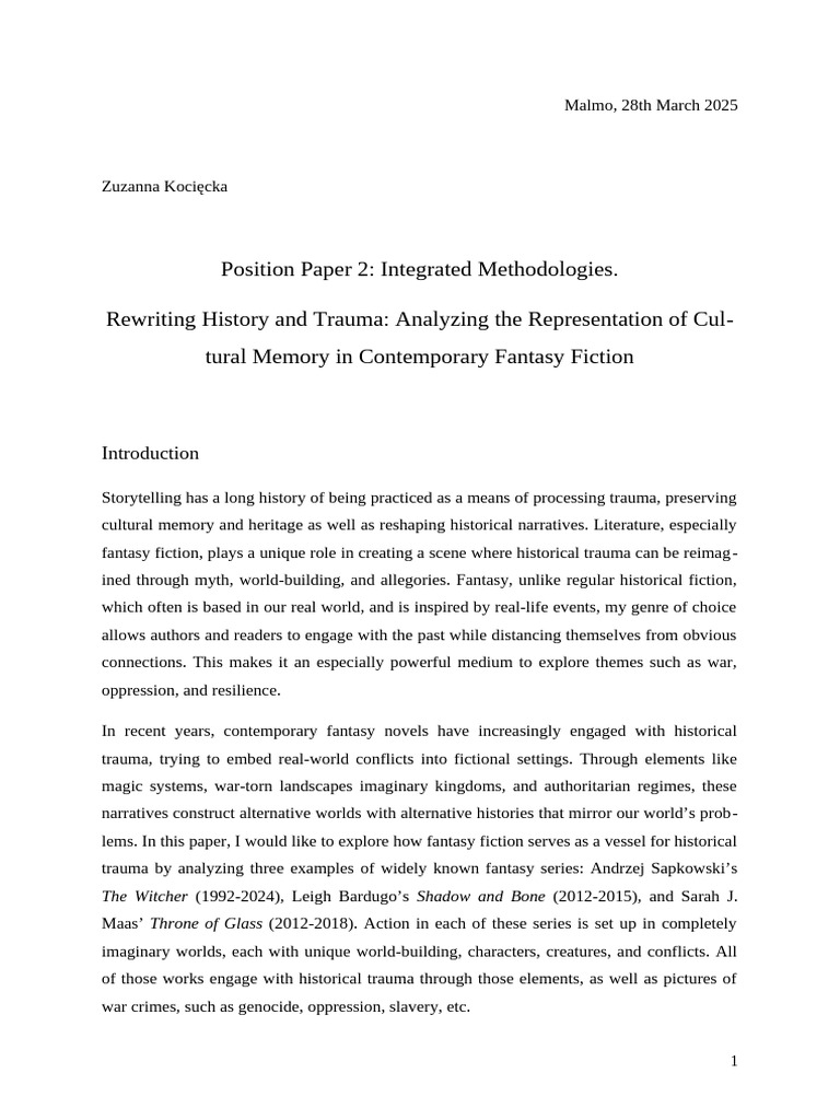 Position paper 2_Spring25 (1) | PDF | Narrative | Fantasy