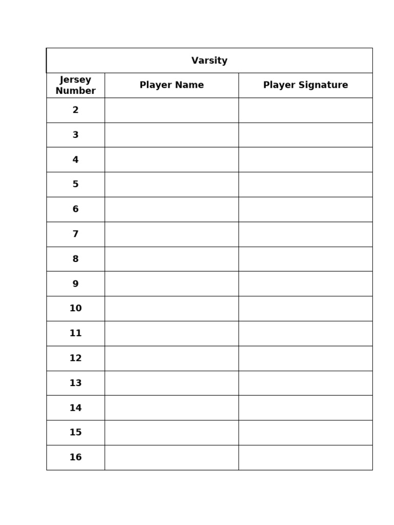 Uniform Sign Up Sheets | PDF