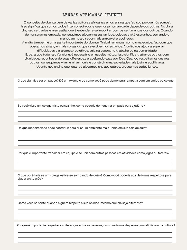 Lendas africanas ubuntu | PDF