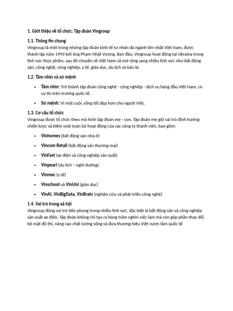 Tổng-Hợp-Báo-Cáo-Tổ-Chức-Quản-Lý-Tập-Đoàn-Vingroup 2 | PDF