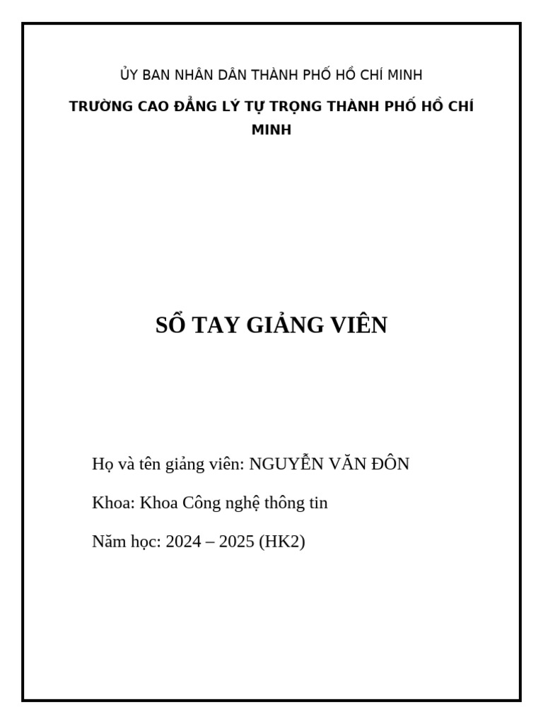 Mau SoTayGiangVien Bia | PDF