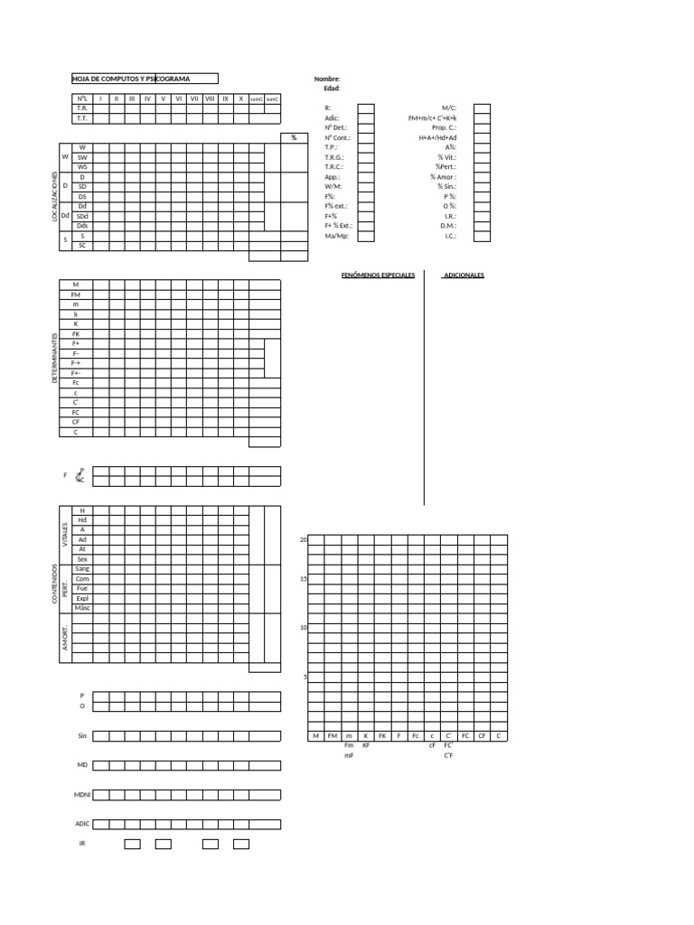 Hoja de Computos y Psicograma 1 | PDF