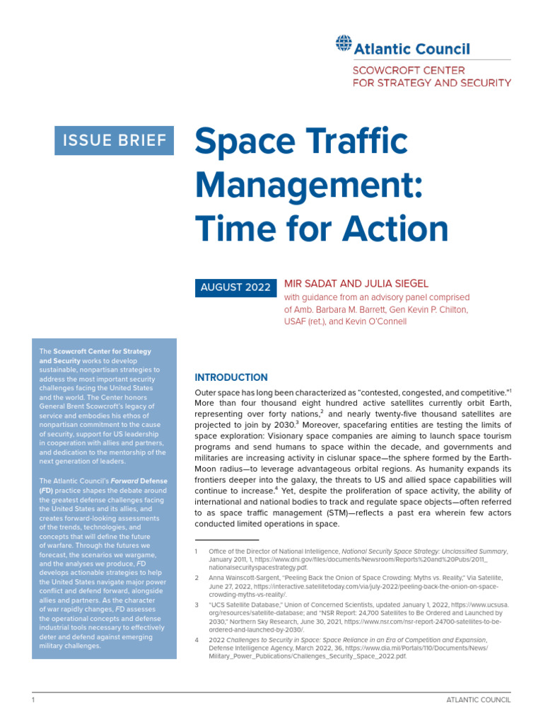 Space Traffic Management Time For Action | PDF | Space Debris | Satellite