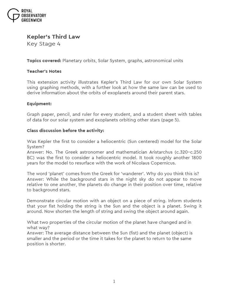 KS4 Kepler's 3rd Law | PDF | Planets | Astronomical Unit