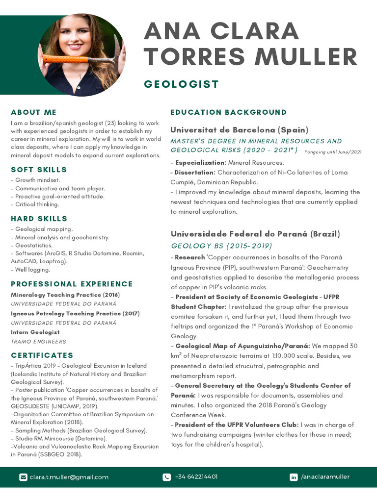 Geologist Ana Clara Torres Muller Profile | PDF | Geology | Igneous Rock