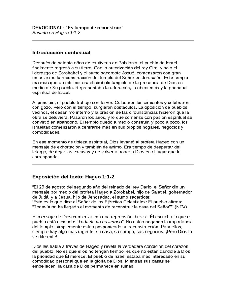 Hageo 1 | PDF | Templo en jerusalén | Dios