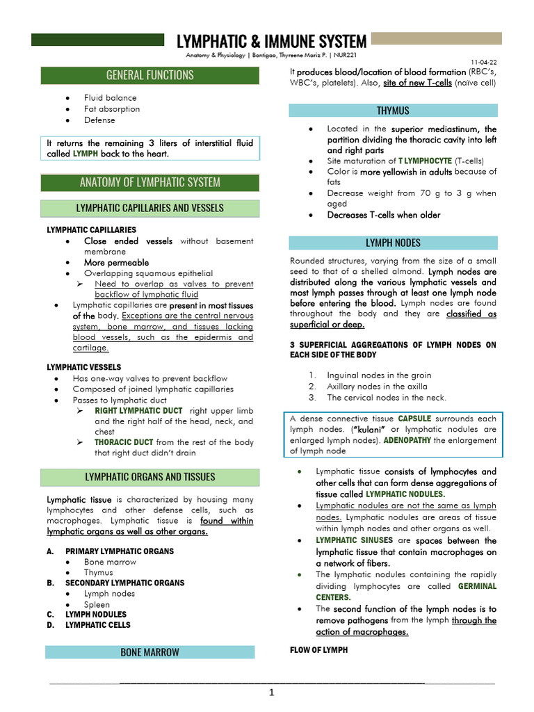 Lymphatic & Immune System Overview | PDF | Lymphatic System | Antigen