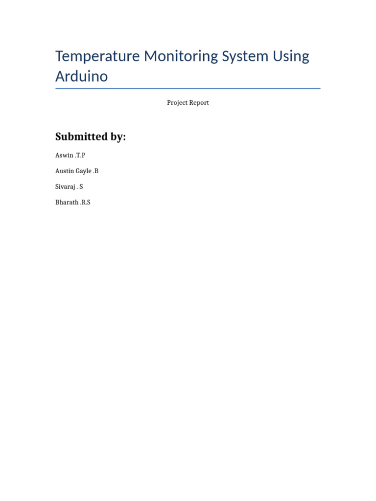 Arduino Temperature Monitoring System | PDF | Arduino | Sensor
