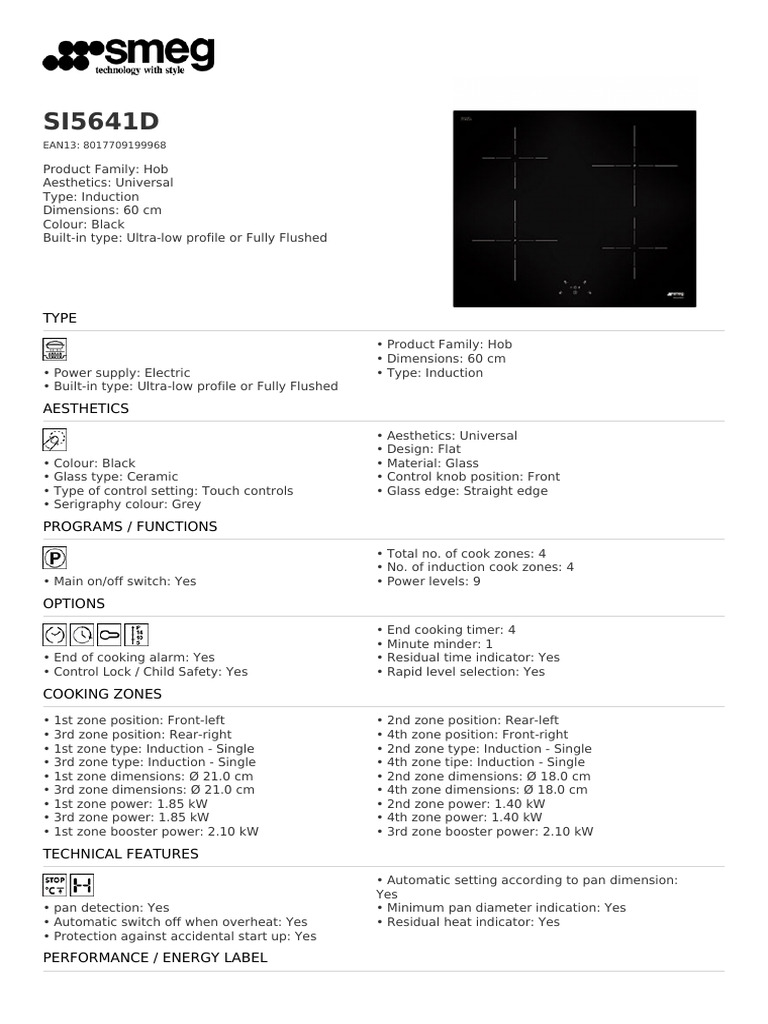 Anafe Smeg Induccion 804f74b73a5df4f23a2241f7a87c | PDF | Electrical ...