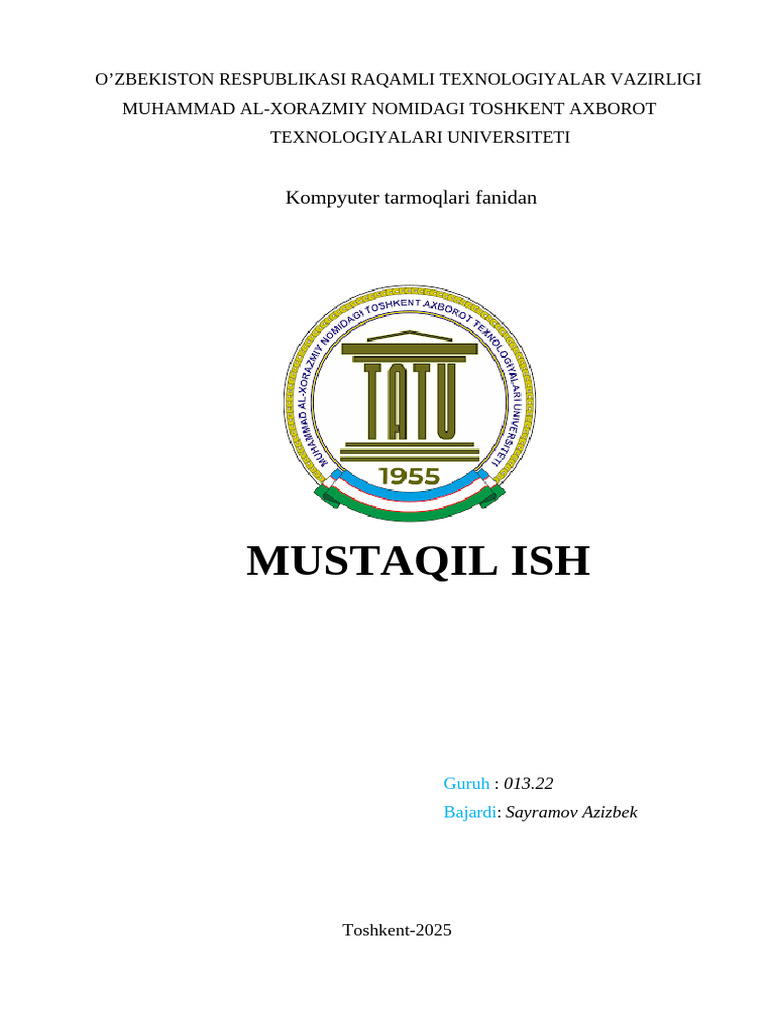 Mustaqil ish tarmoq | PDF