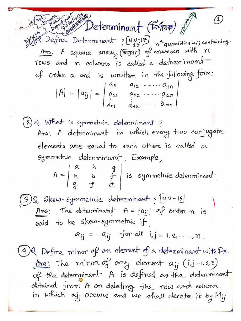 Determinant - Linear Algebra Preview | PDF