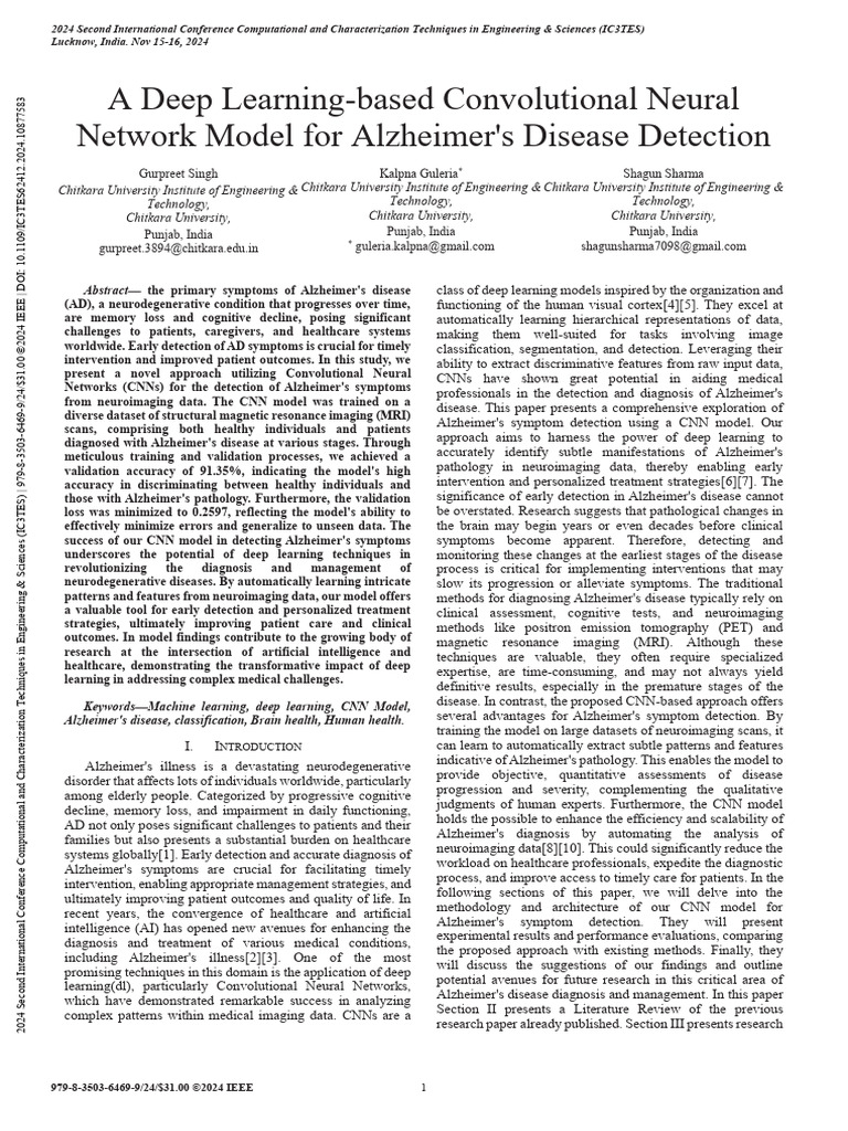 A Deep Learning-Based Convolutional Neural Network Model For Alzheimers Disease Detection | PDF ...