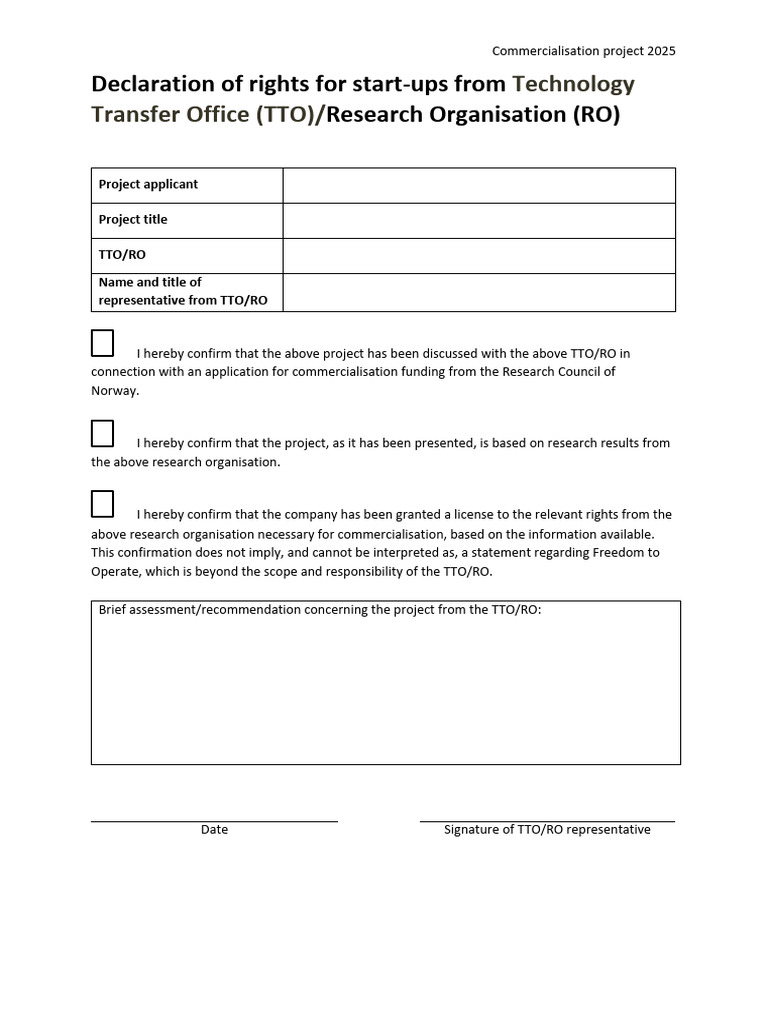 Template - Declaration of Rights For Start Ups 2025 | PDF