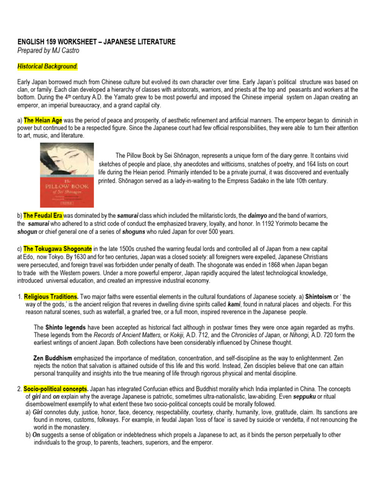 Japanese-literature-worksheet | PDF | Haiku | Shogun