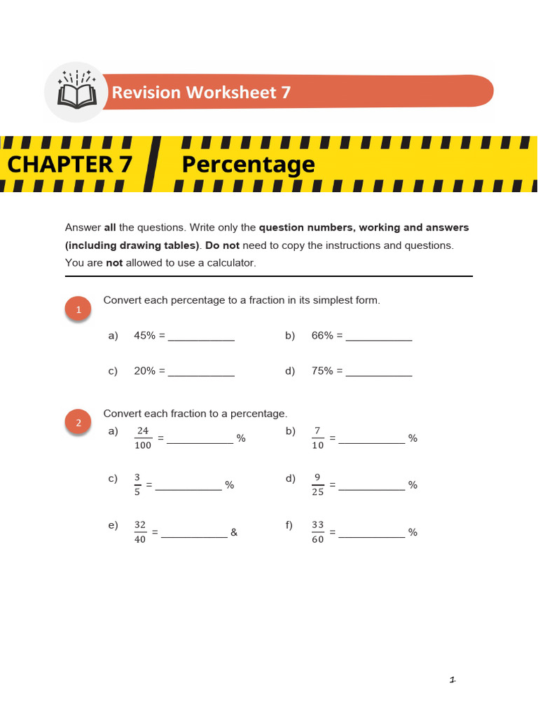 Year 6 Percentage Conversion Worksheet | PDF | Percentage | Decimal