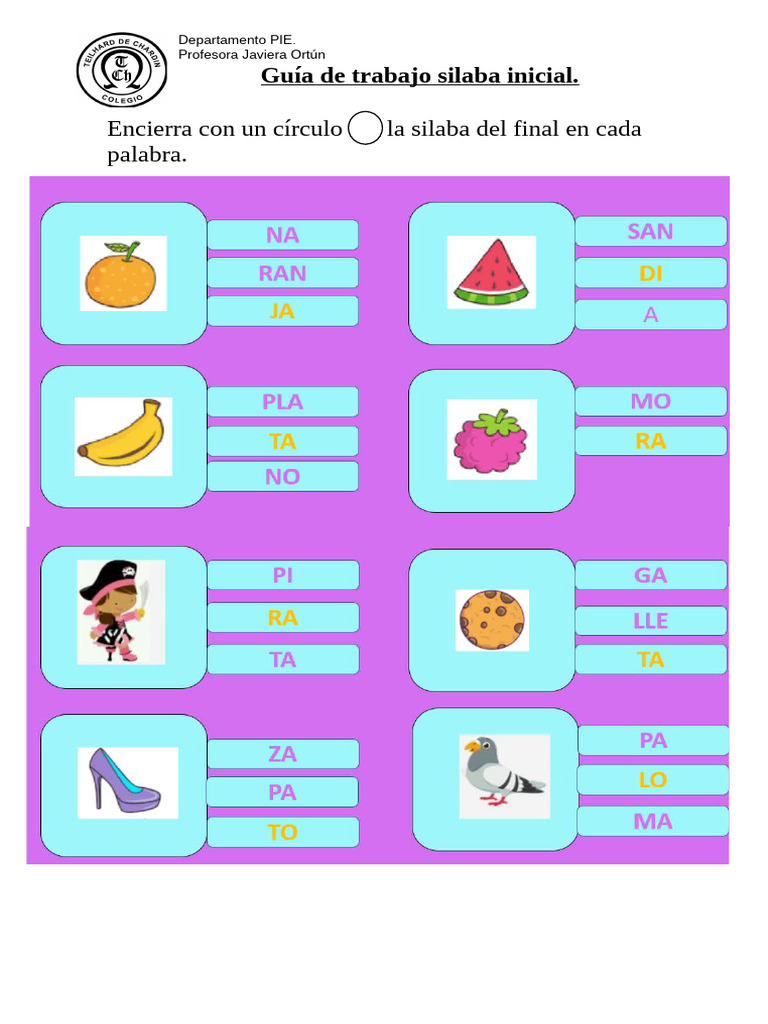 Guia Silaba Final | PDF
