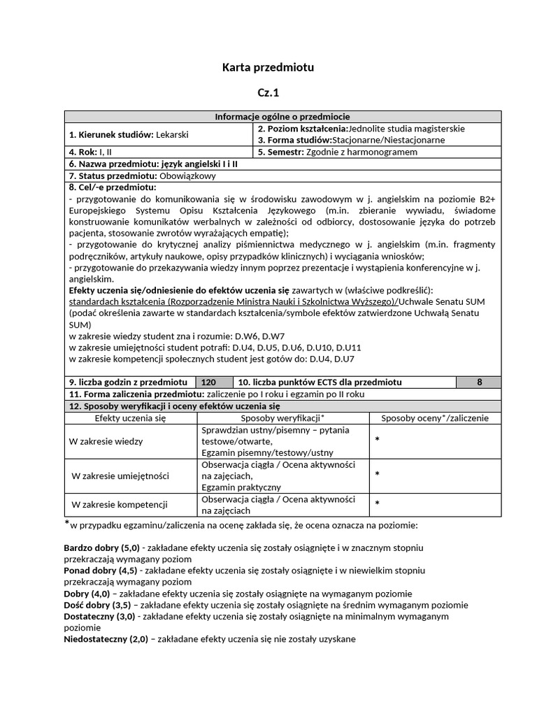 Język Angielski LMZ, LMK - 2024-2030 | PDF