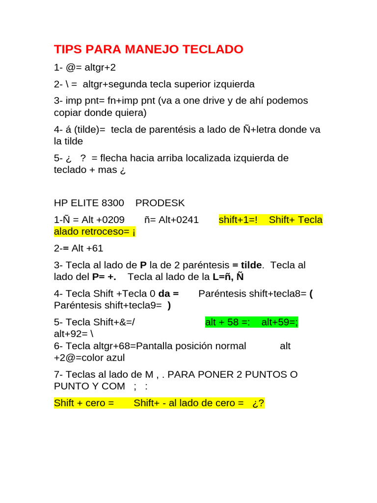 Tips para Manejo Teclado | PDF