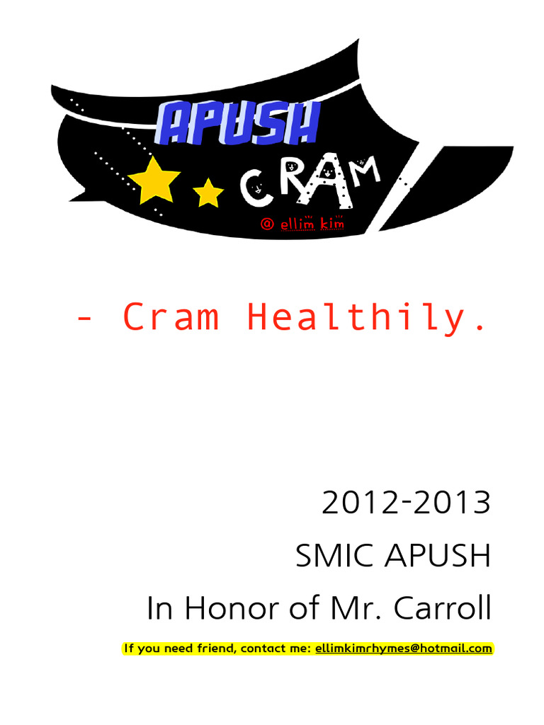 Apush Healthy Cram Packet Ellim Kim | PDF | Schools | Standardized Tests