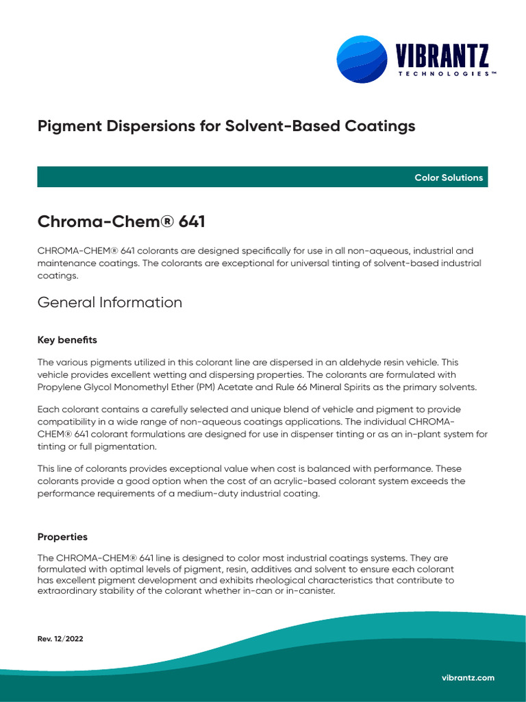 CHROMA-CHEM® 641 Colorants Overview | PDF | Coating | Chemical Substances