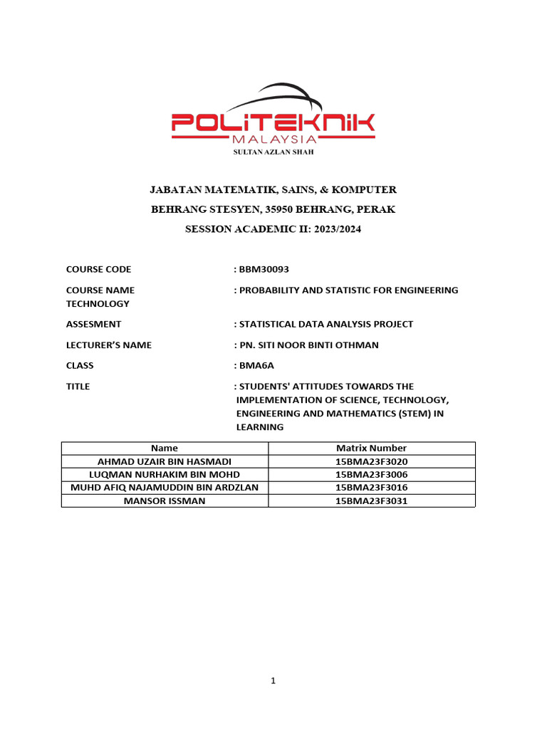 Probability Report Baru | PDF | Likert Scale | Descriptive Statistics