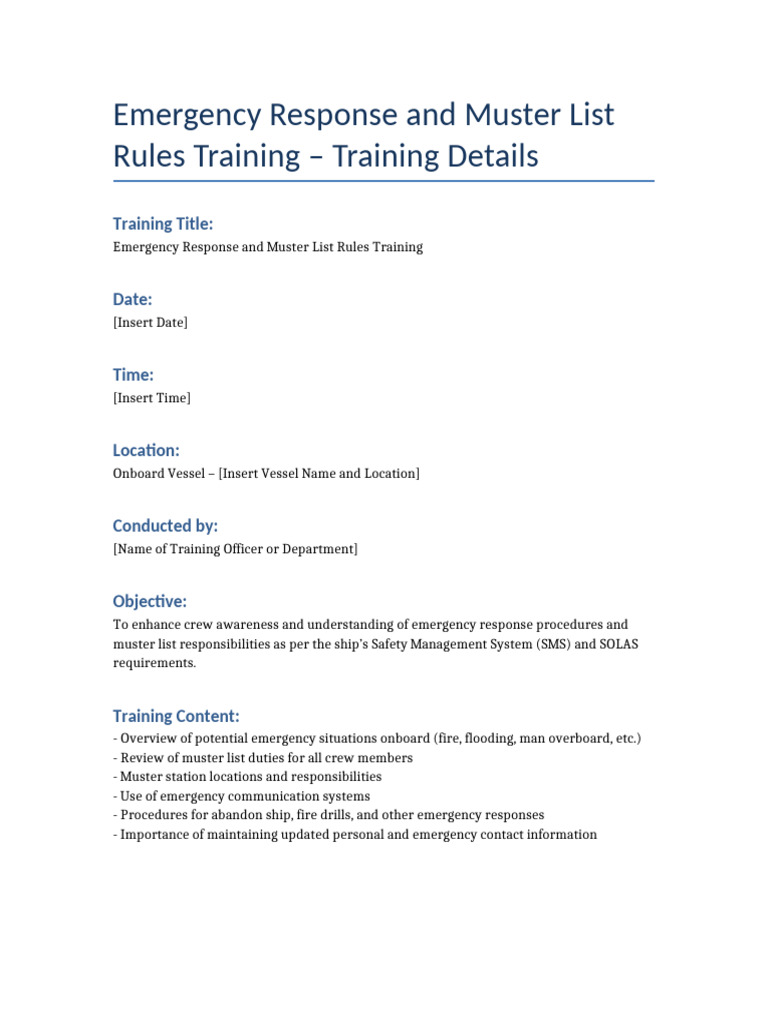 Emergency Response Training Overview | PDF