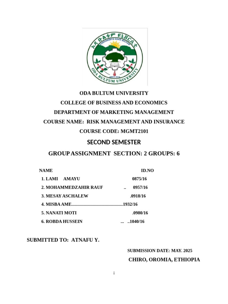 Risk Mgt Assignment | PDF | Insurance | Risk