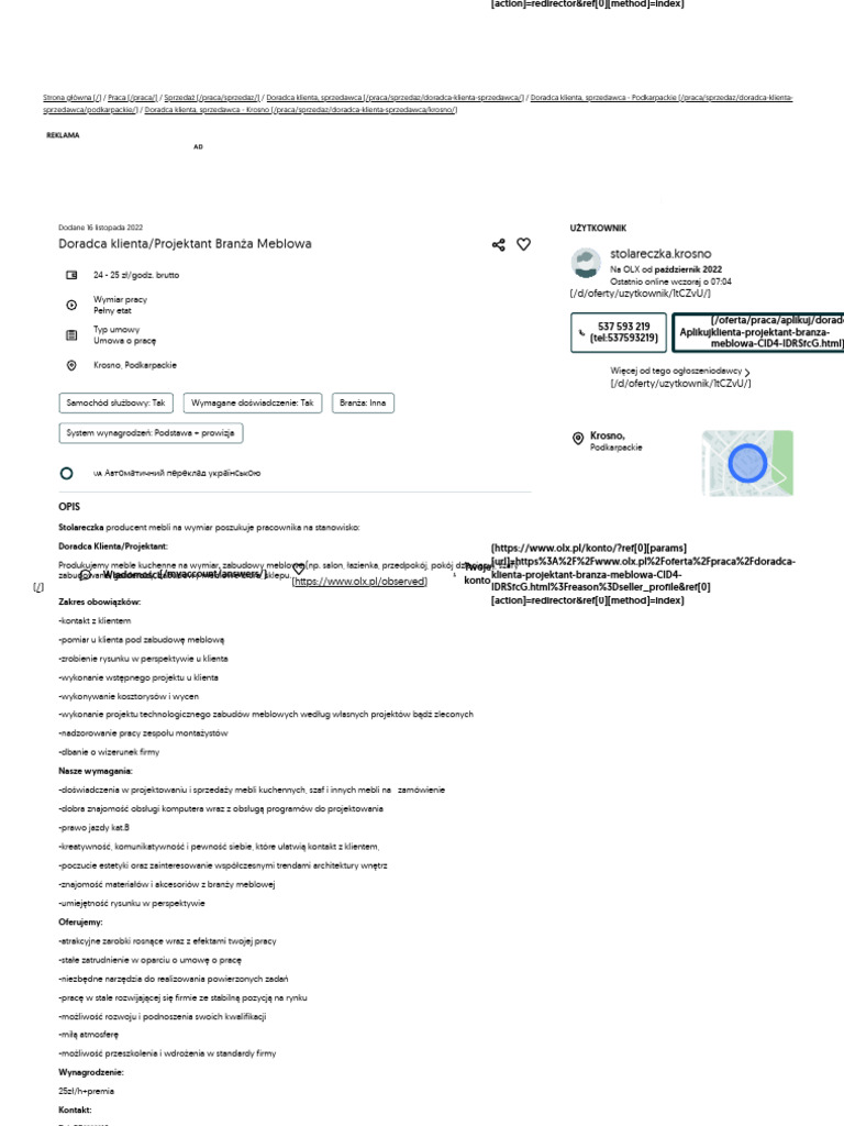 Doradca Klienta - Projektant Branża Meblowa Krosno - OLX - PL | PDF