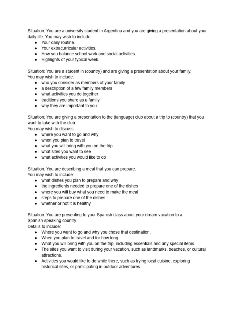 Flacs Presentational Practice Tasks | PDF