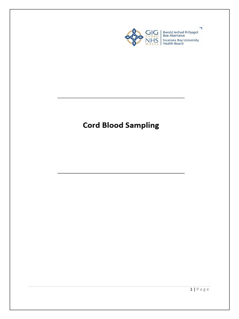 Cord Blood Sampling May 2023 | PDF | Childbirth | Infants