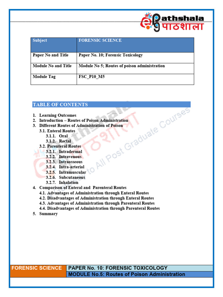 Routes of Poison Administration | PDF | Intravenous Therapy ...