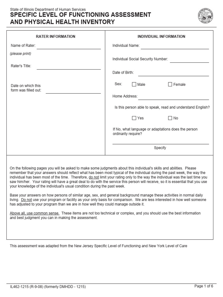 (SLOF) - Specific Levels of Functioning Scale | PDF | Skill ...