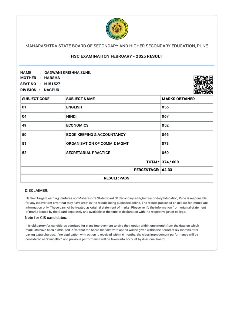 HSC 2025 Exam Result Maharashtra Board Online - Official Website Link ...