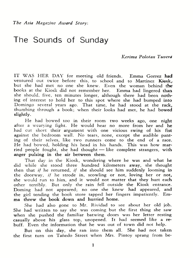 Kerima Polotan (1925), The Sounds of Sunday | PDF