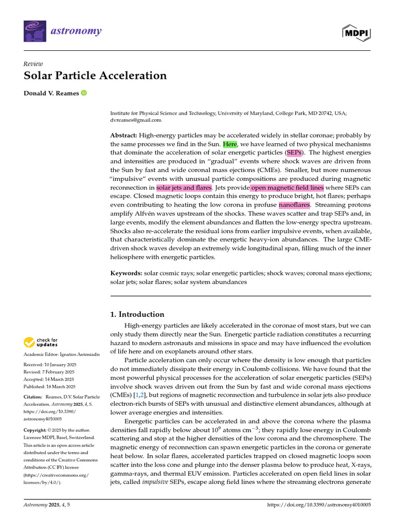 Solar Particle Acceleration | PDF | Solar Flare | Sun