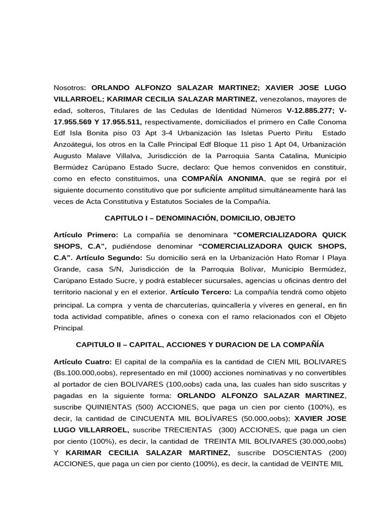 Compañia Quick Shops | PDF | Dividendo