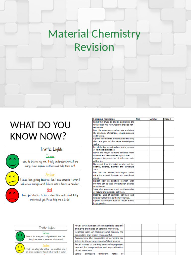 Material Chemistry Revision Slides 23-24 | PDF | Alkene | Hydrocarbons