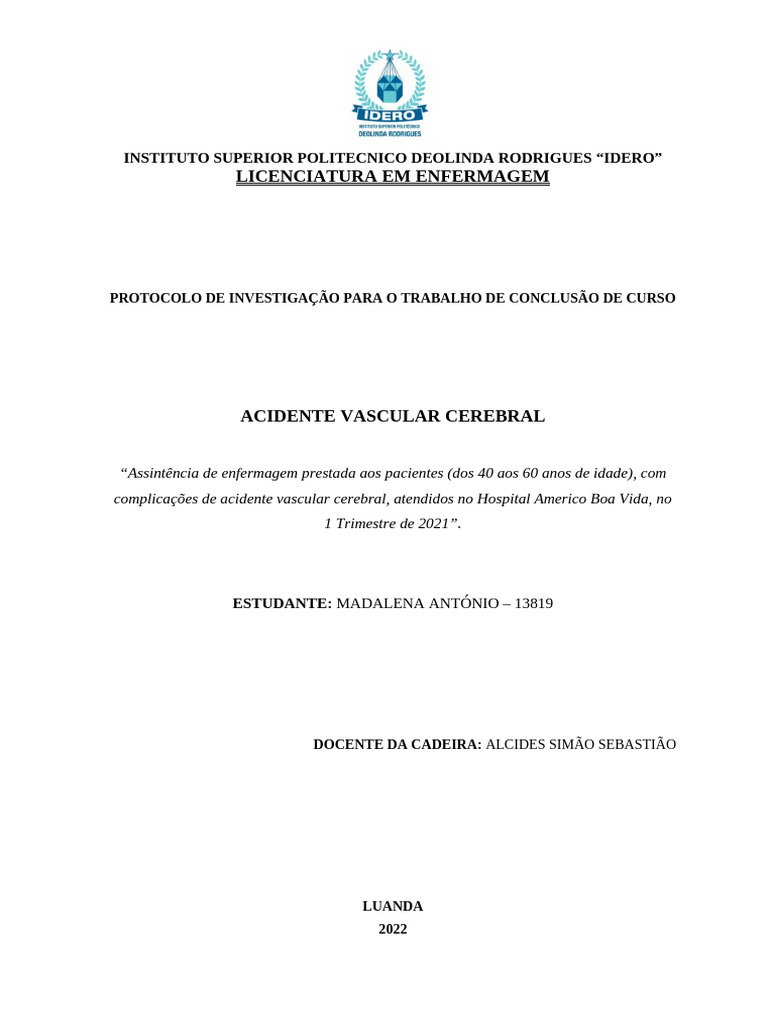Protocolo de Enfermagem AVC 2021 | PDF