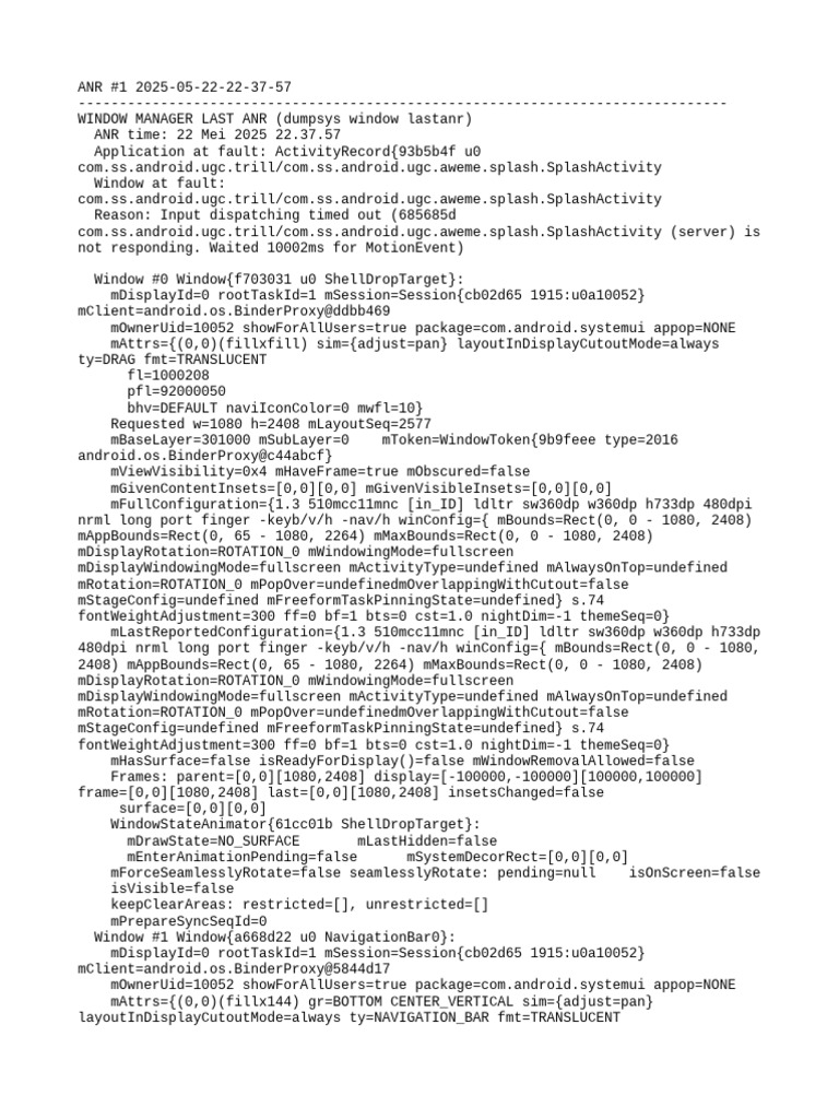 Dumpsys ANR WindowManager | PDF | Software | Computing