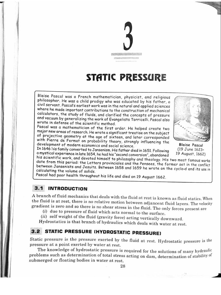 Chapter 3 Static Pressure | PDF