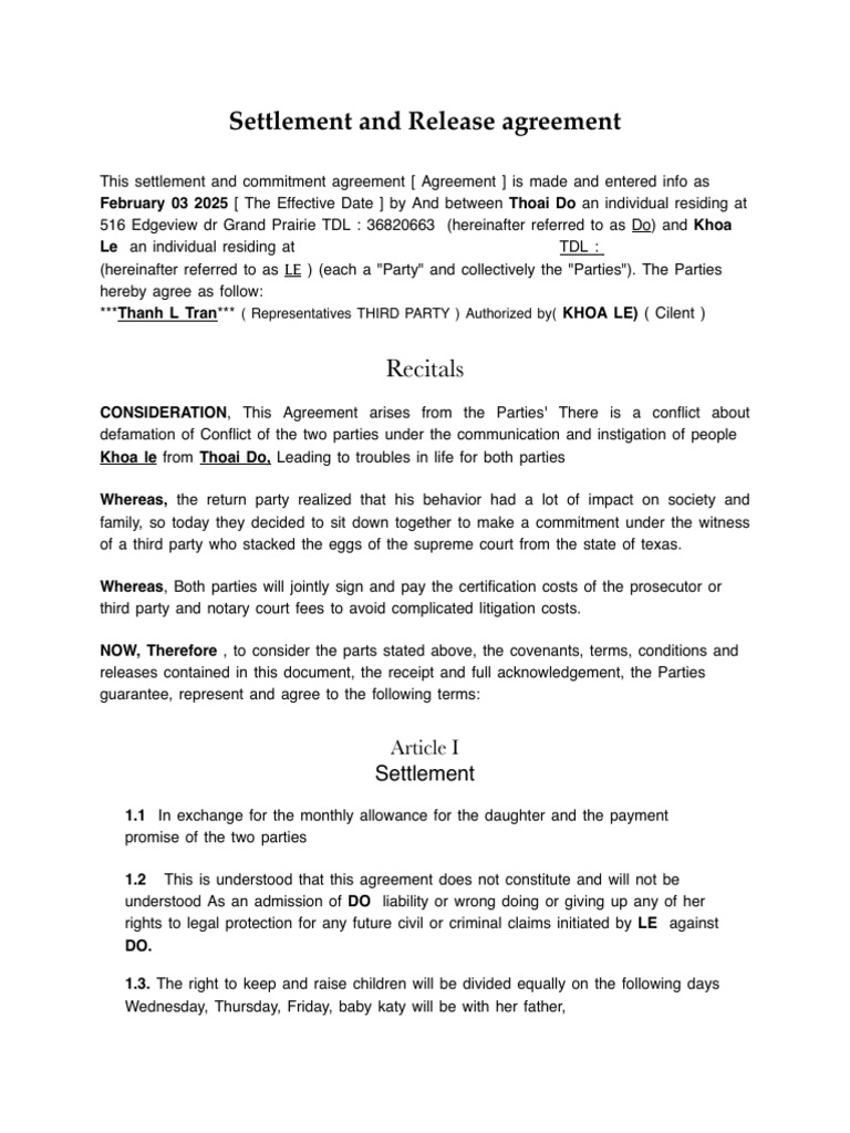Settlement and Commitment Agreement | PDF | Settlement (Litigation ...