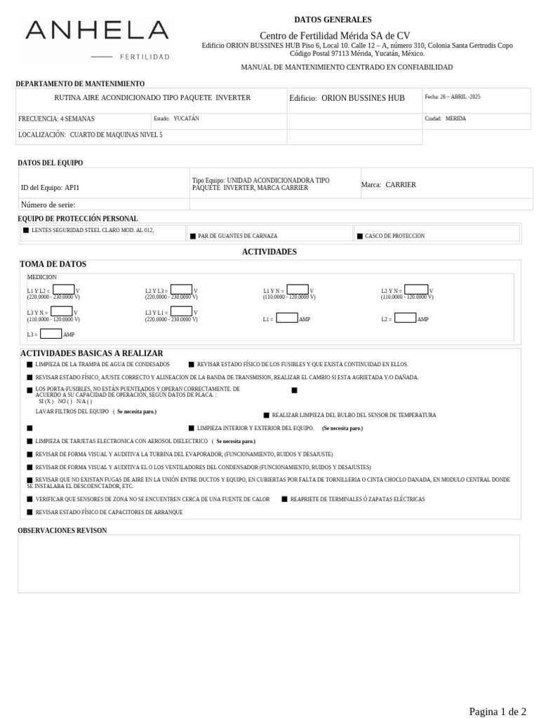 Rutina Aire Acond Tipo Paquete Invertera | PDF
