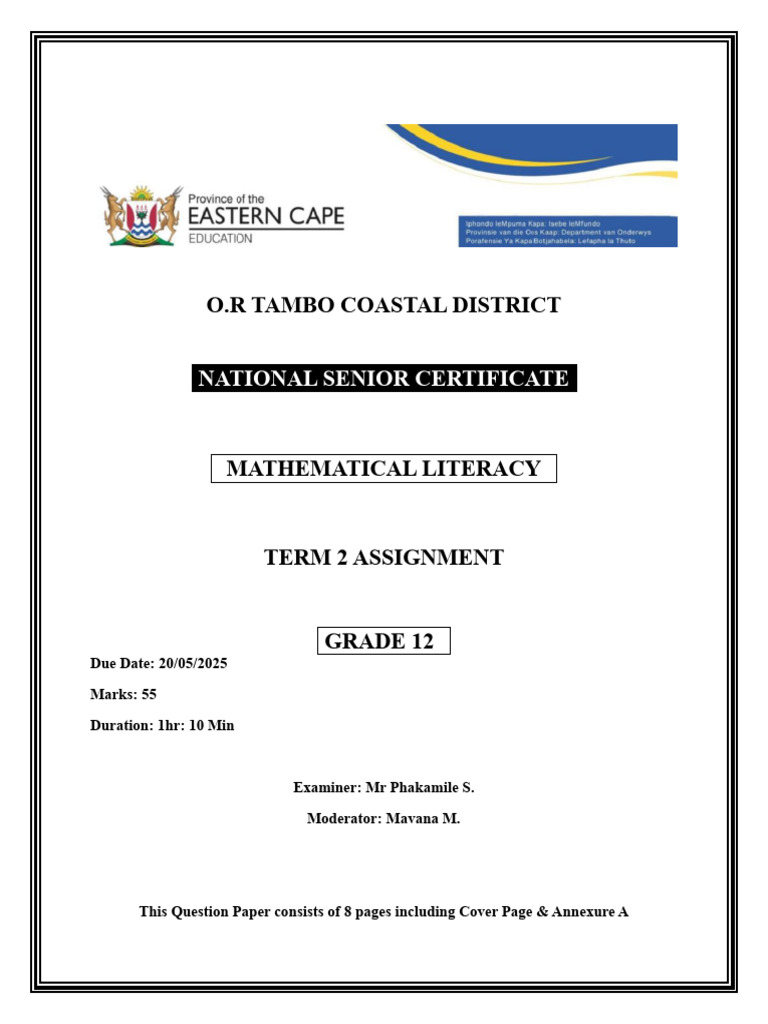 Edited Grade 12 Term 2 Assignment 2025 | PDF | Volume | Body Mass Index